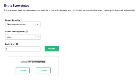 how to see sync status entity sync status tab in exa