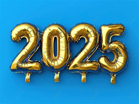 파란색 황금 풍선 호일 풍선 메리 크리스마스 3d 렌더링 배경에 2025 텍스트 효과 3d 숫자 Png 일러스트 무료 다운로드