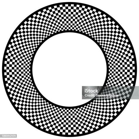 추상 체크 라운드 프레임 검은 색 배경에 격리 된 체스 패턴의 검은 원 프레임 테두리 템플릿입니다 벡터에 대한 스톡 벡터 아트 및 기타 이미지 Istock