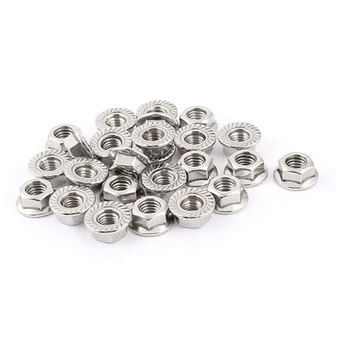 25pcs M8 Thread Diameter Stainless Steel Serrated Hex Flange Locknuts