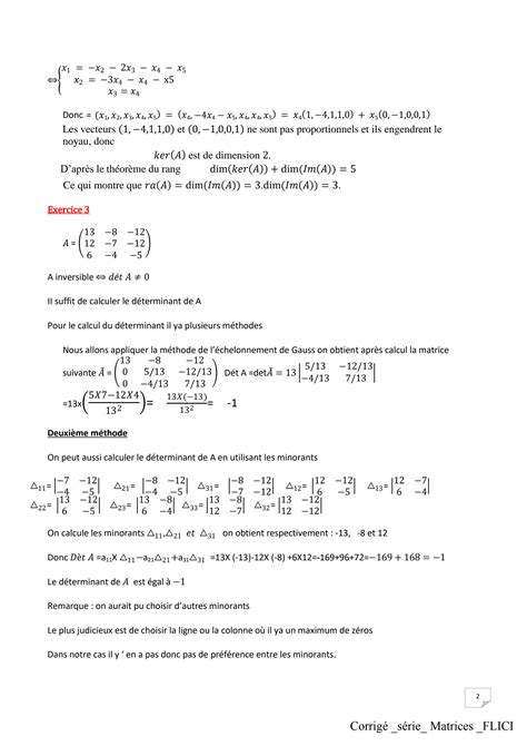 SOLUTION Corrig De La Serie Matrices Classroom 2 Studypool