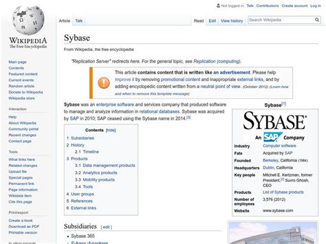Wikipedia Sybase Handout For 9th 10th Grade Lesson Planet