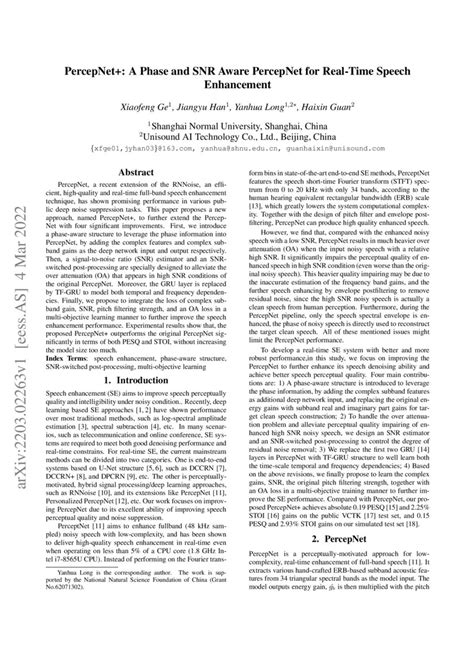 PercepNet A Phase And SNR Aware PercepNet For Real Time Speech