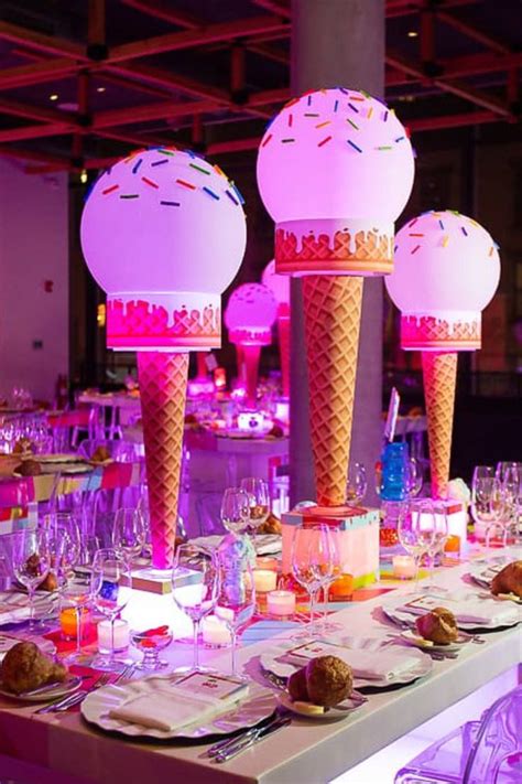 Custom Made Illuminating Giant Ice Cream Cone Birthday Table