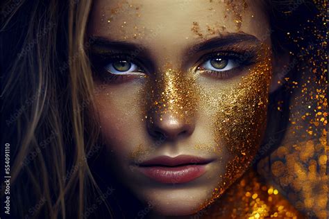 Gold Glitter Woman Ai Art Ilustração Do Stock Adobe Stock