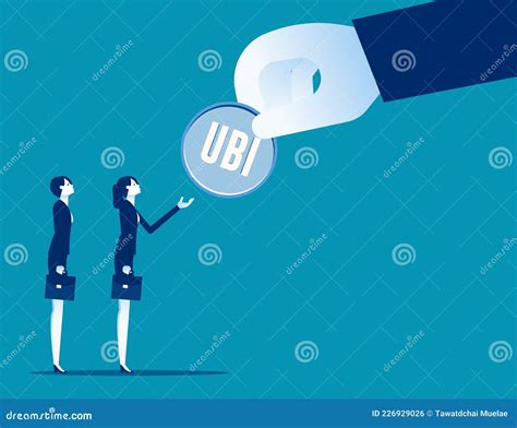 Universal Basic Income Vector Illustration Labeled Explained System