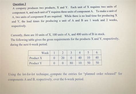 Solved Question 2 A Company Produces Two Products X And Y
