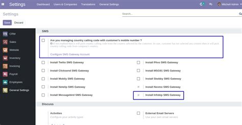 Odoo Infobip SMS Gateway Integrate Infobip SMS Gateway