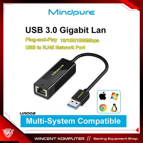 Jual Mindpure Ur Konverter Adaptor Ethernet Konverter Usb Ke Rj Gigabit