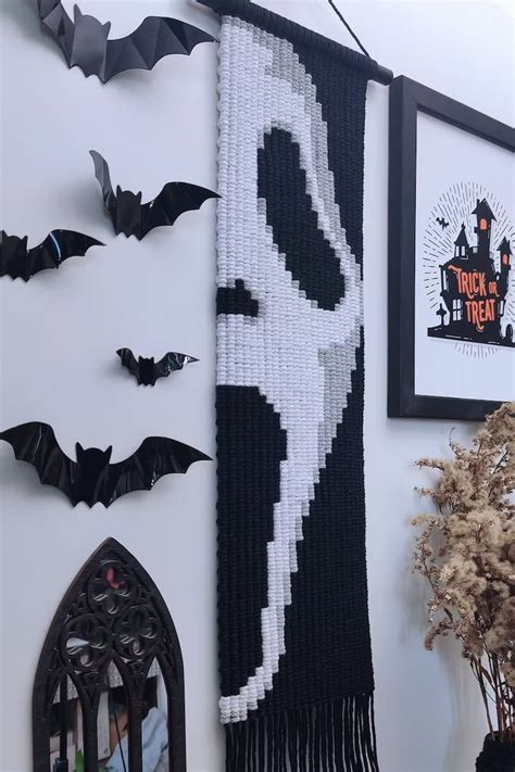 Ghostface Macrame Wall Hanging Horror Home Decor Ghostface Etsy