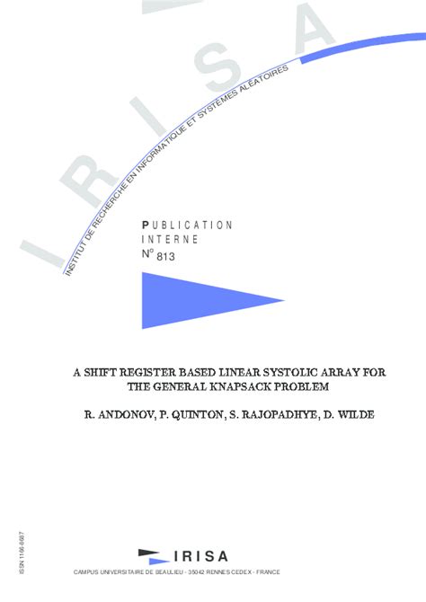 Pdf A Shift Register Based Linear Systolic Array For The General