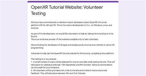 Matthieu Bucchianeri On Linkedin Openxr Tutorial Website Volunteer