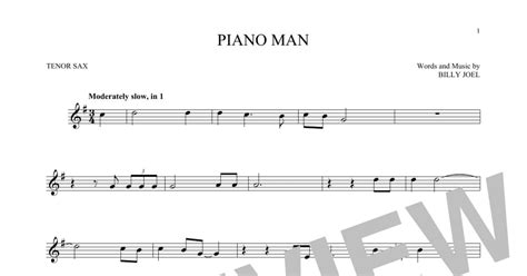 Piano Man Tenor Sax Solo Print Sheet Music Now