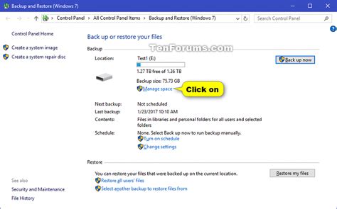 Manage Space For Windows Backup In Windows 10 Tutorials