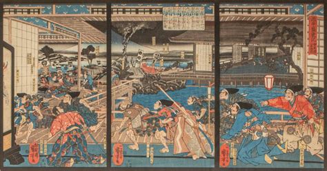 Lot Triptych Of Japanese Woodblock Prints Format Oban By Kuniyoshi