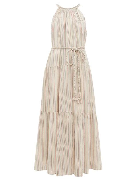 Escondido Tiered Striped Cotton Maxi Dress Apiece Apart