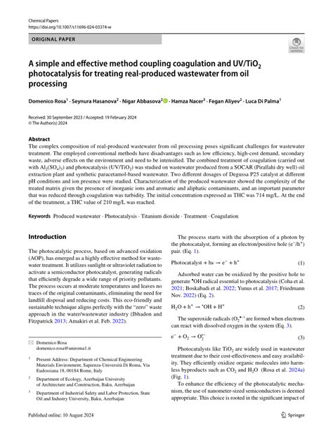 Pdf A Simple And Effective Method Coupling Coagulation And Uvtio2 Photocatalysis For Treating