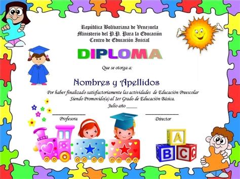 Plantillas De Diploma Preescolar Libro De Powerpoint Bs 1 200 000