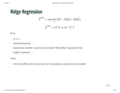 Ridge Regression Lasso And Elastic Net Pdf