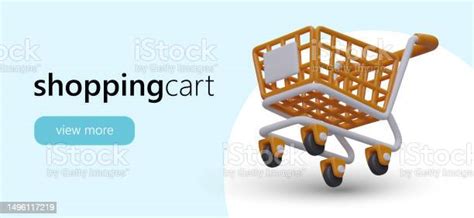 Panier Dachat De Dessin Animé Dans Un Design 3d Réaliste Page Web Avec