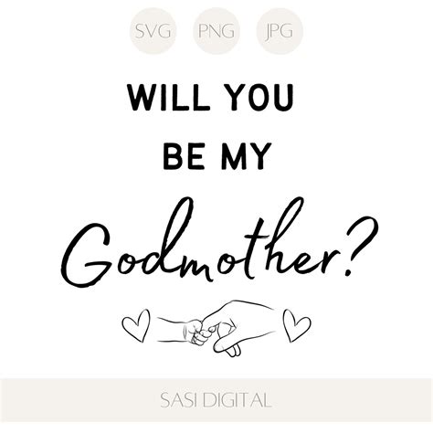 Will You Be My Godmother SVG PNG Printable Cut File Godmother