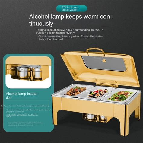 Golden Stainless Steel Alcohol Heating Buffet Stove Hydraulic Buffet