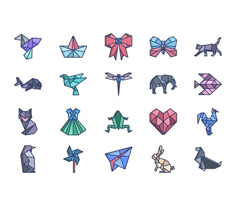 Premium Vector Origami And Paper Crafts Icon Set