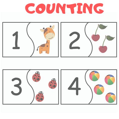 COUNTING 2 PIECE PUZZLE Learning Math Montessori Activity 20