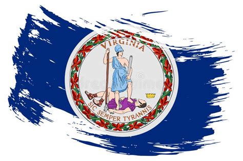 Virginia Us State Brush Stroke Flag Vector Background Hand Drawn
