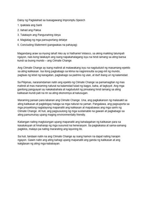 Impromptu Speech Pdf