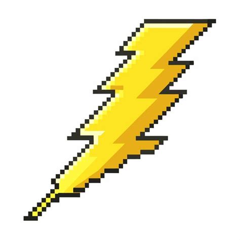 Pixel Art Lightning Bolt Icon Retro 8 Bit Style Electric Energy Symbol