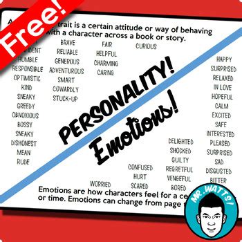 Personality Vs Emotions Cheat Sheet Freebie By MrWatts TpT