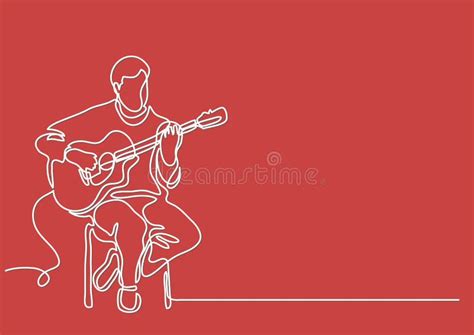 Continuous Line Drawing Of Bass Player Stock Vector Illustration Of