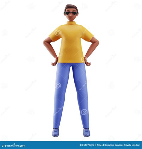 3d Render Of Cartoon Young Man Wearing Goggles In Standing Stock