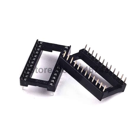 20pcs 24pin 254mm Pitch Dip Ic Sockets Square Pin In Connectors From