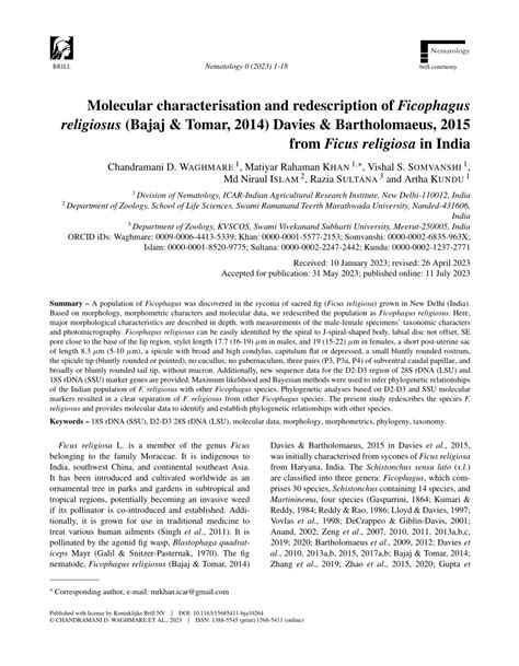Pdf Molecular Characterisation And Redescription Of Ficophagus