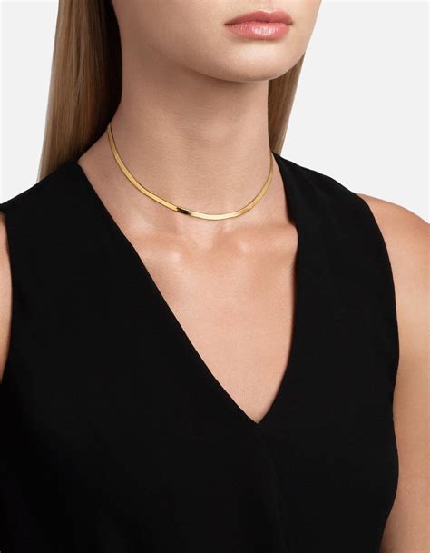 Herringbone Choker Gold Vermeil Womens Necklaces Miansai
