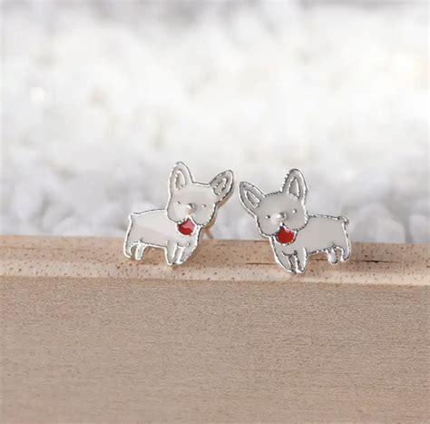 Сребърни Обеци Френски Булдог Фръцла