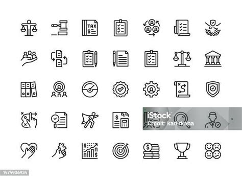 규정 준수 얇은 선 아이콘 세트 시리즈 아이콘에 대한 스톡 벡터 아트 및 기타 이미지 아이콘 주기 규칙 Istock