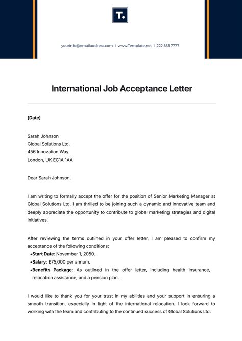 Free Tender Acceptance Letter Template To Edit Online
