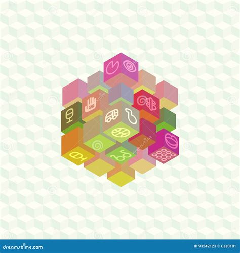 Isometric Projection Infographic Array Of Cubes Stock Vector Illustration Of Construction