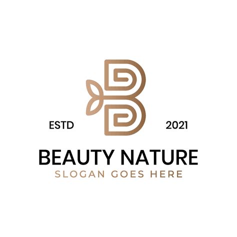 letter B for beauty nature line art logo with leaf symbol, Letter b for ...