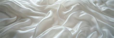 Luxurious Expanse Of Smooth White Silk Fabric With Soft Undulating Folds Creating A Serene And