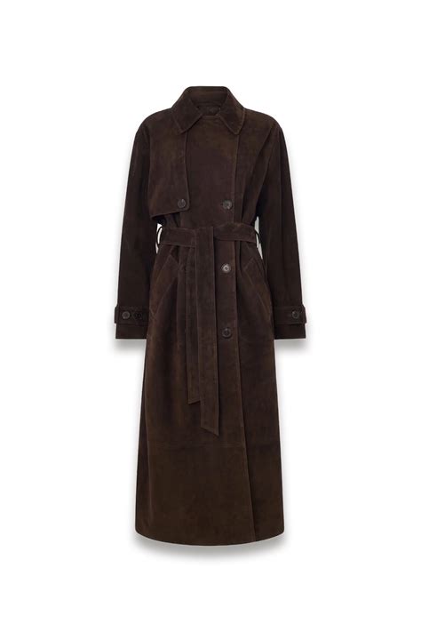 Chocolate Suede Trench Coat Wardrobe Icons