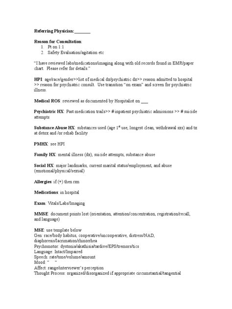 Initial Consult Note Template