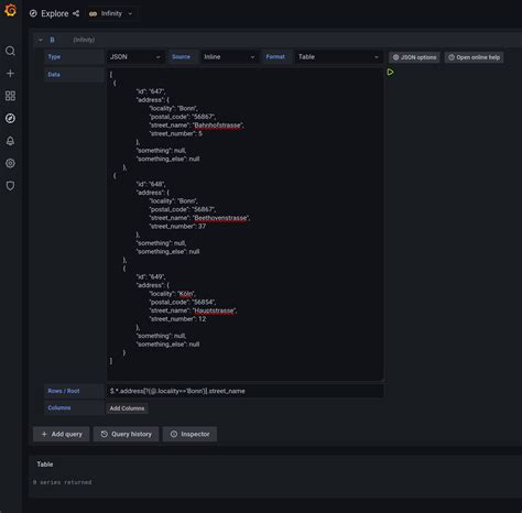 Jsonpath In Grafana Question · Grafana Grafana Infinity Datasource