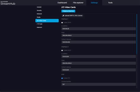 configuring smpte 2110 output settings
