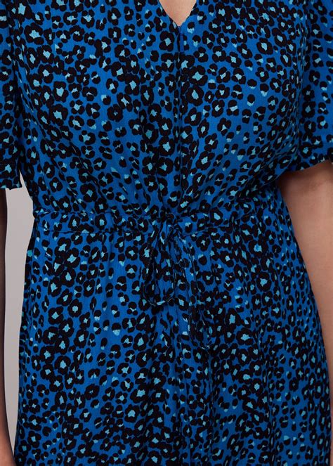 Blue Leopard Print Zip Front Jumpsuit Whistles Uk Whistles Uk