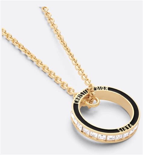 Dior Night Code Necklace Gold Finish Metal White Crystals And Black