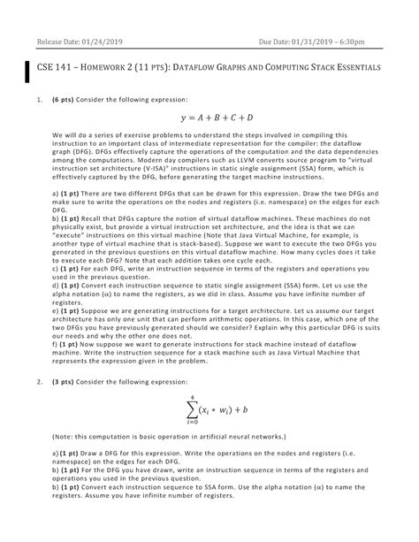 Hw02 Assignment In Computer Architecture Release Date 01 24 2019